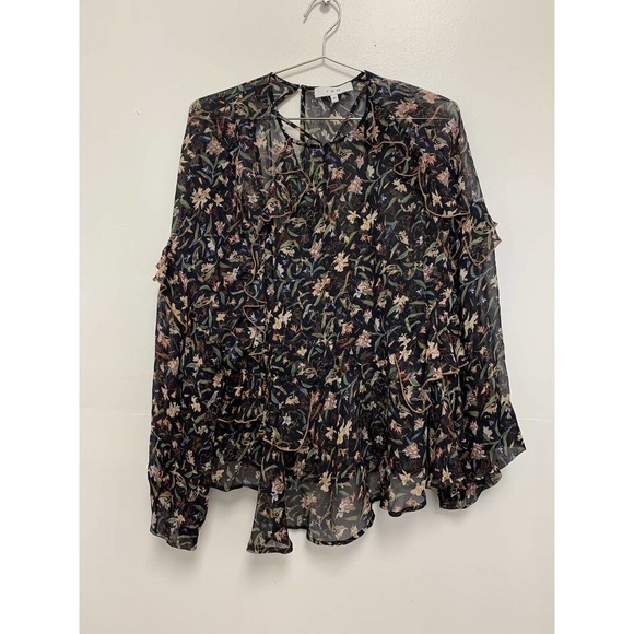 IRO | Tops | Iro Top Bow Black Floral Print Ruffled Crepe Size 4 Long ...